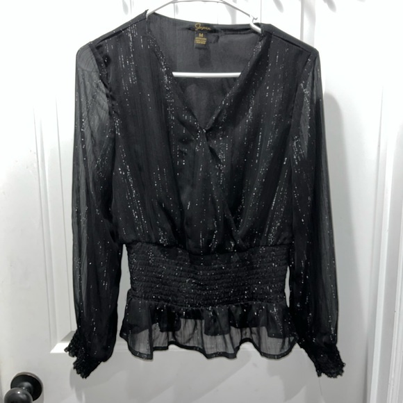 Japna | Tops | Blouse With Sparks Sleeves Are Shear Button To Show More ...